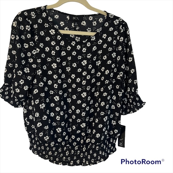BCX | Tops | Nwt Bcx Black Floral Blouse | Poshmark